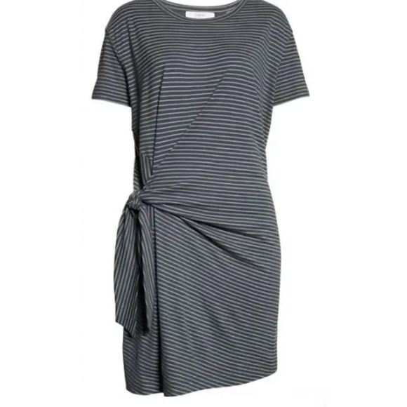 Vince | Dresses | Vince Classic Stripe Side Tie Casual T Shirt Dress ...